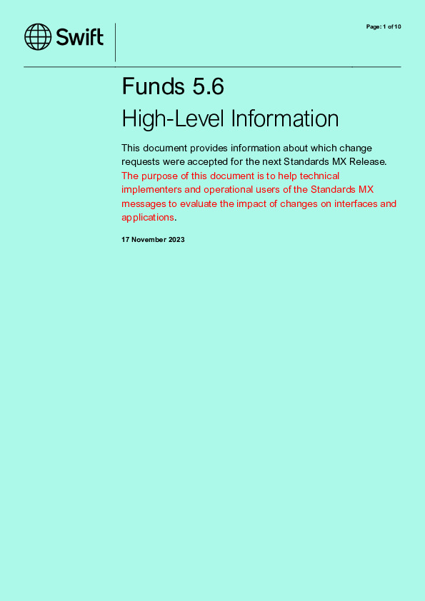 Shared post - 👀 SWIFT: Funds 5.6 High-Level Information 👀