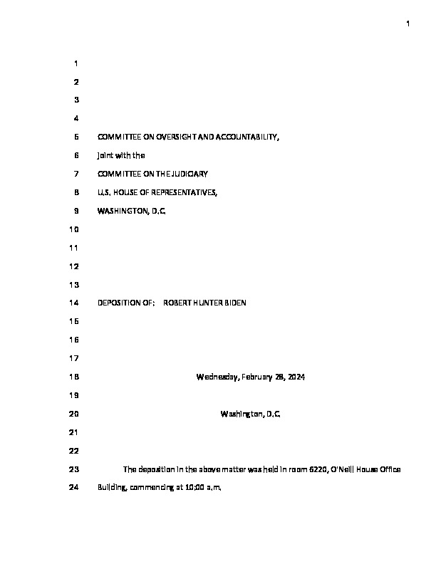 Shared post - Hunter Biden deposition transcript from House impeachment ...