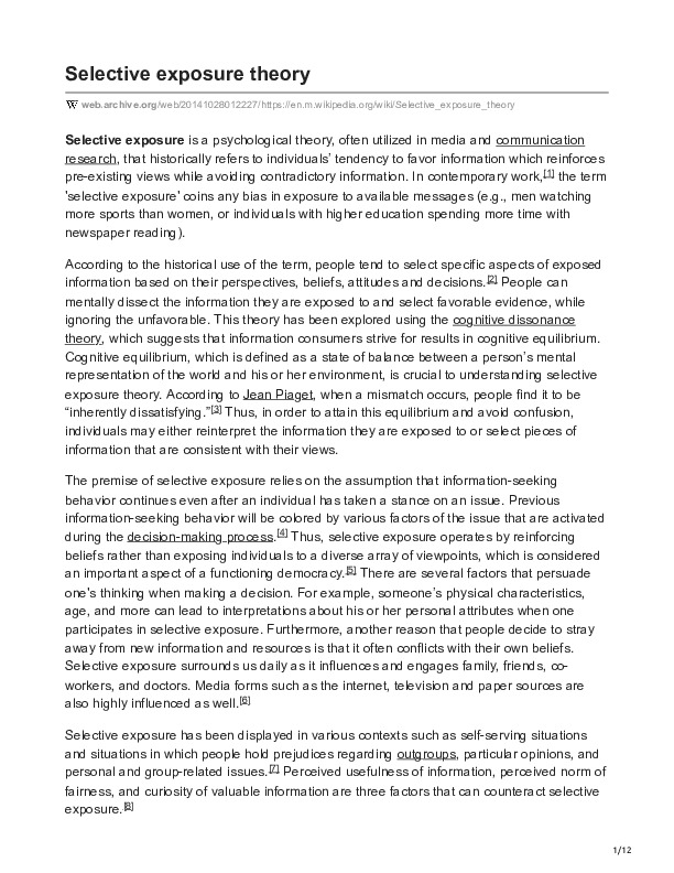 Shared post - Study: “Selective Exposure Theory”