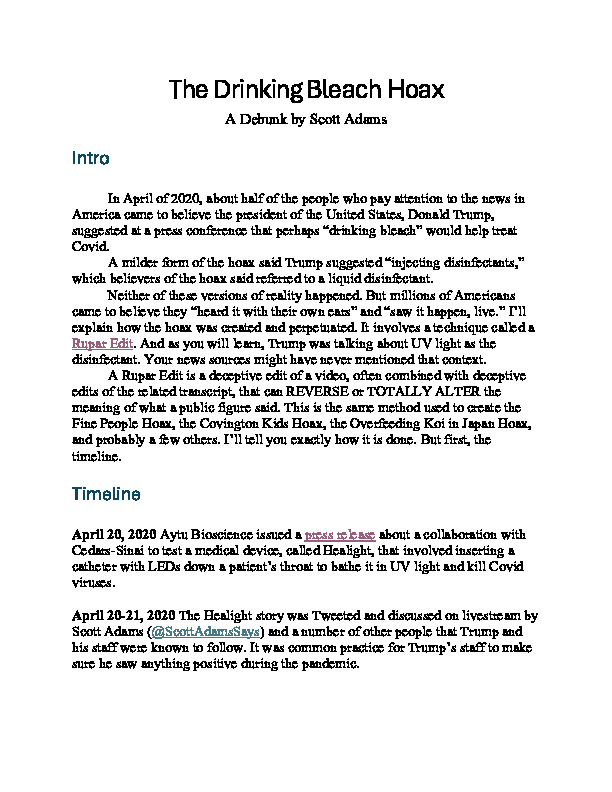 Shared post - Drinking Bleach Hoax Debunk (V2.0)