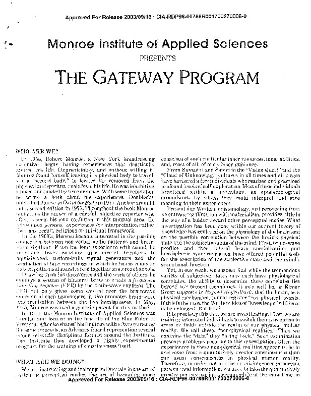 Shared post - Monroe Institute: The Gateway Program