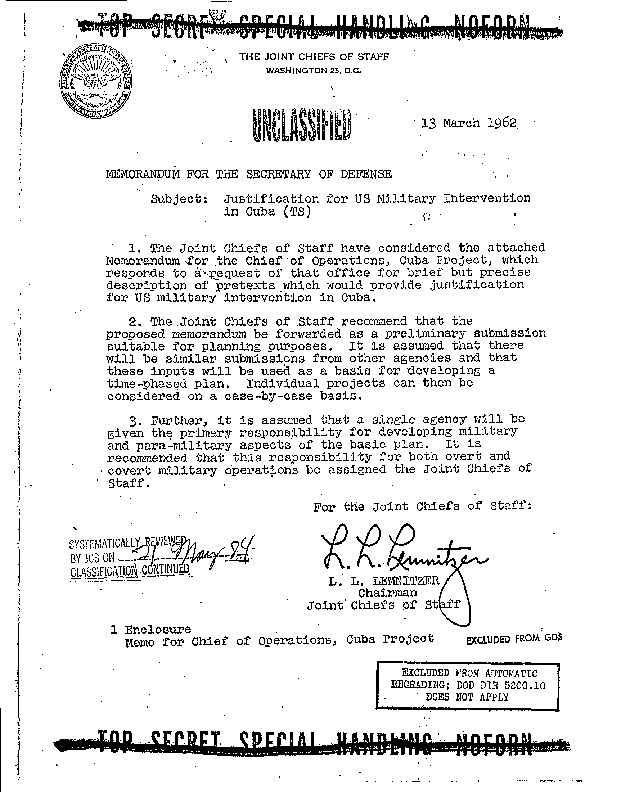 Shared post - Reminder from 1962: the "Operation Northwoods" memo ...