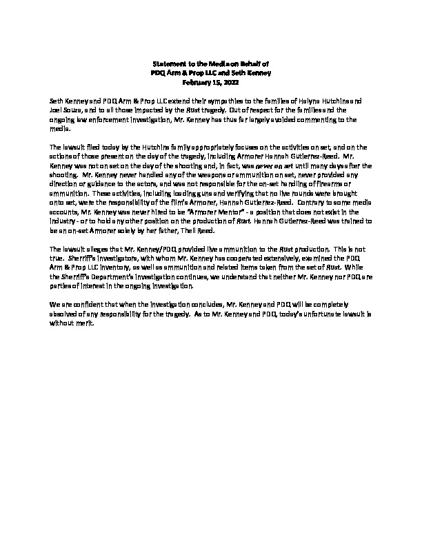 Shared post - Seth Kenney & PDQ Response to Hutchins' Suit