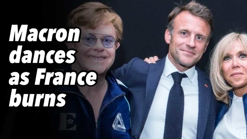 Shared post - Macron dances as France burns