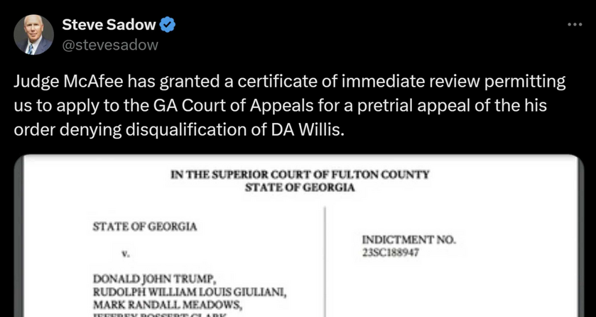 Shared post - Judge McAfee Grants Permission to Appeal
